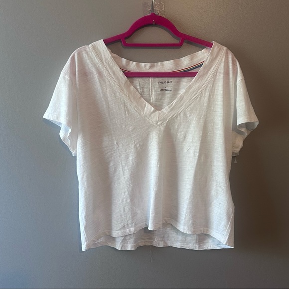 Pilcro | Tops | Pilcro V Neck Short Sleeve White Crop Tee Shirt Womens ...